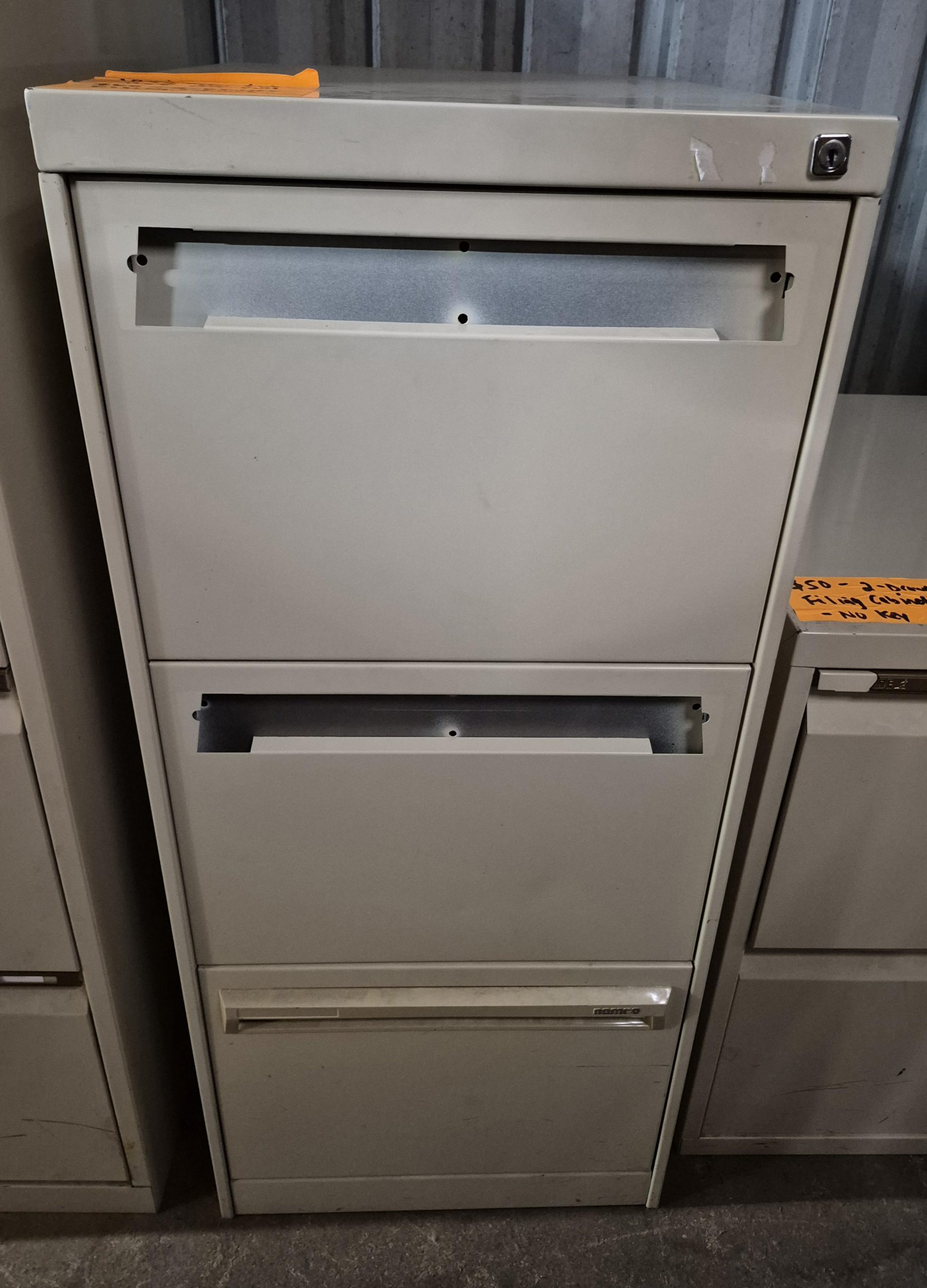 3-Drawer Filing Cabinet Beige (Key) - Lakes Used Office Furniture
